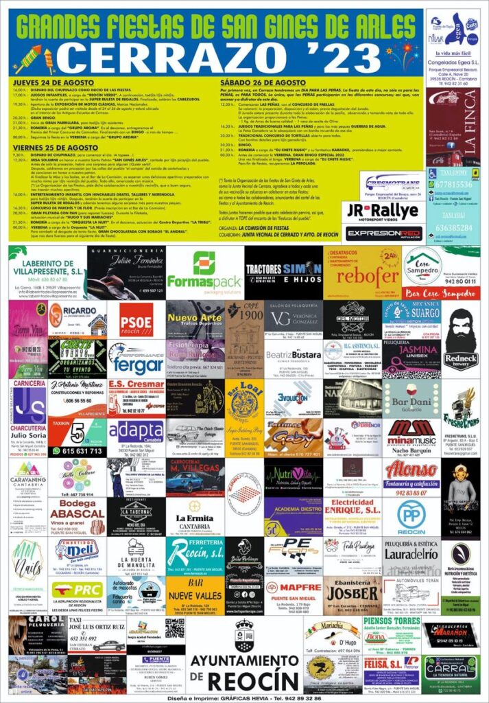 Grandes Fiestas de San Ginés de Arles Cerrazo 2023 - Miplanhoy - qué ...