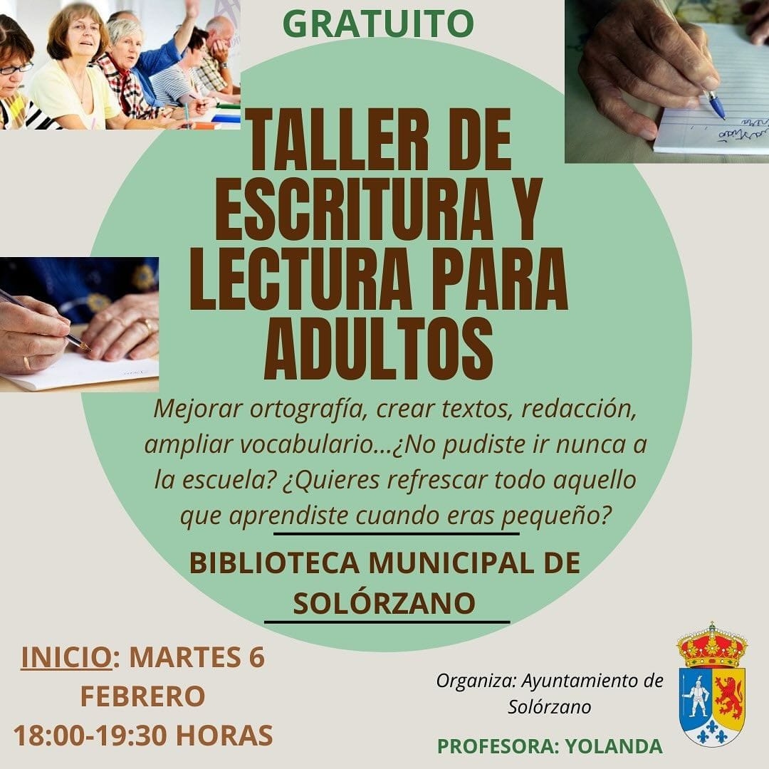 Taller de Escritura y lectura para Adultos - Solórzano - Miplanhoy - qué hacer hoy en Cantabria