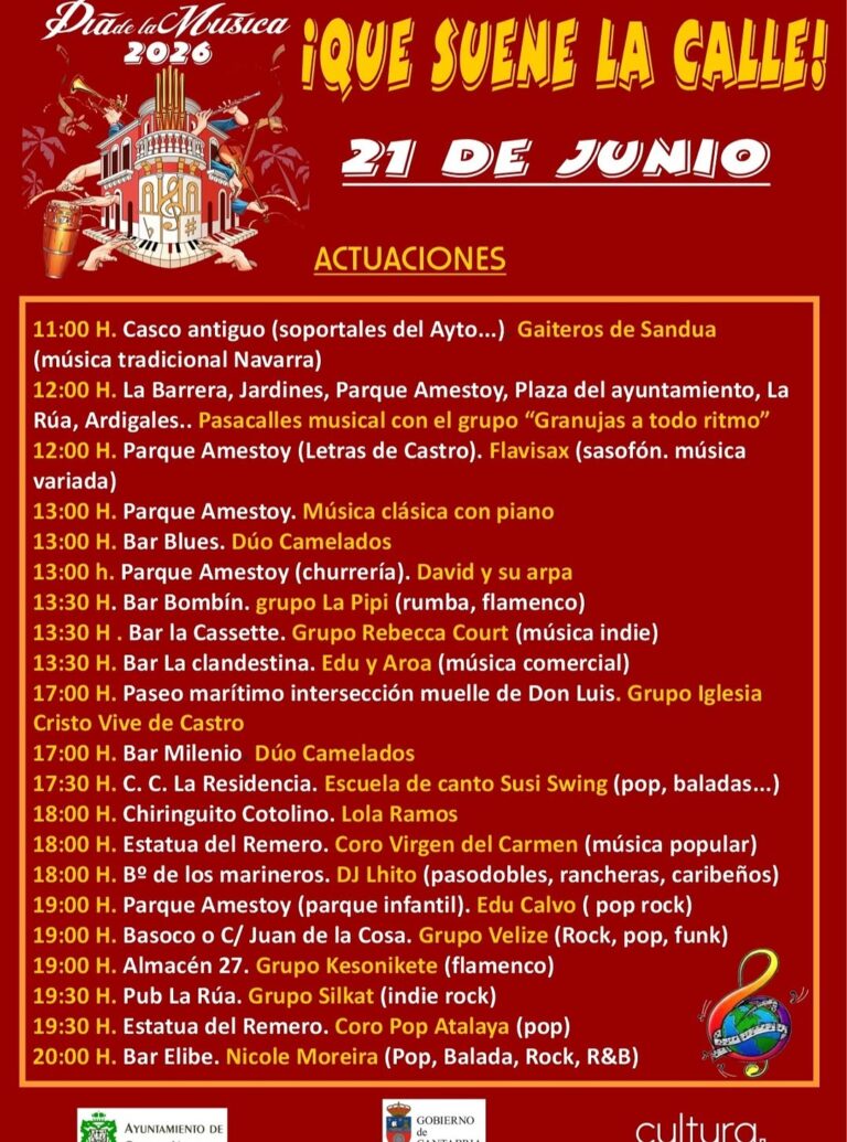 Día de la Música 2026 en Castro-Urdiales con cartel variado